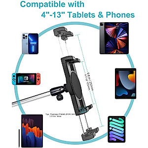 Aozcu Flexible Tablet Stand Holder for Bed, 35in Aluminum Long Arm iPad Camera Mount for Desk, 360° Rotation Webcam Stand with 1/4 Screw for iPad Pro 11 Air Mini, Switch, iPhone, More 4-12.9" Devices