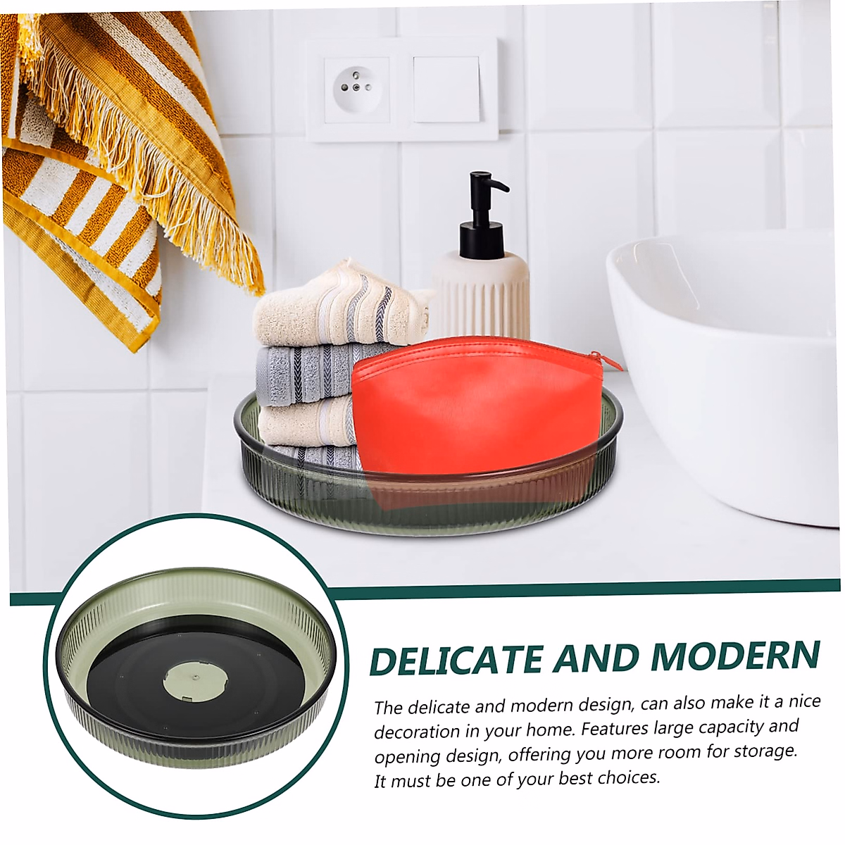 Zerodeko rotatable Tray Organizer Round Cosmetic Storage Tray Turntable Rack Bathroom Storage Tray Kitchen Lazy Susans Fridge Round Stand Spice Rack to Rotate Household Storage Rack The pet