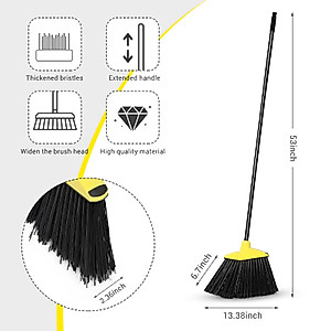 Nuenen 8 Pack Brooms Heavy Duty Commercial Broom Bulk Indoor Outdoor Broom with Long Handle for Courtyard Garage Garden Lobby Mall Market Floor Home Kitchen Office (Yellow)