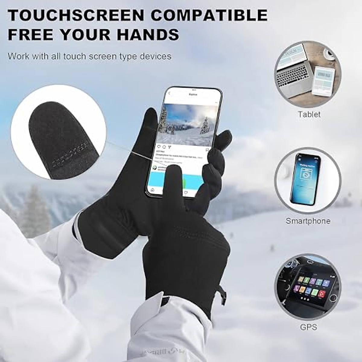 DAY WOLF Heated Glove Liners Electric Gloves for Men Women Rechargeable Battery Hand Warmer for Winter Sports Snow Biking Riding Skiing Cycling Hunting Snowboarding