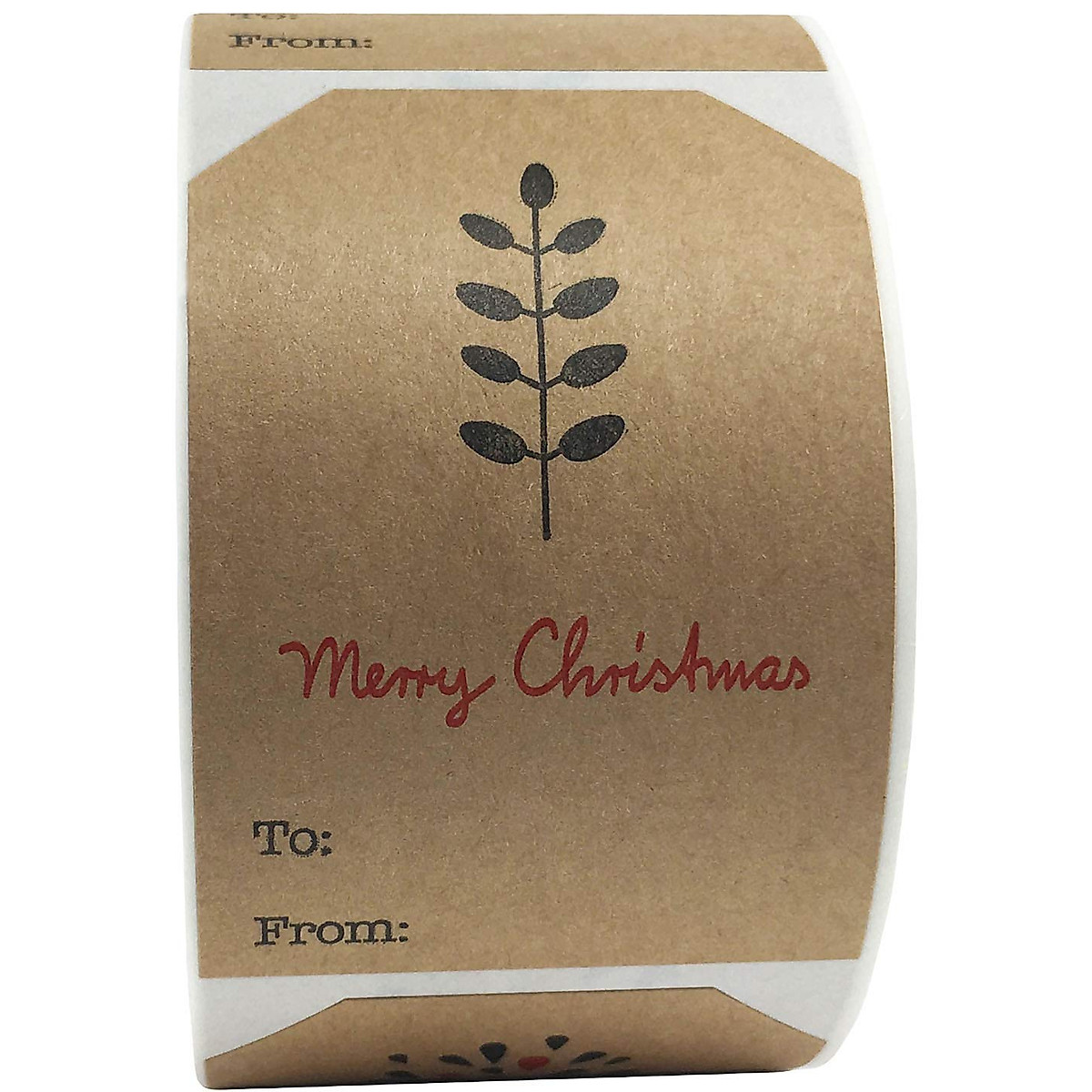 Boho Simple Christmas Gift Tag Adhesive Stickers – 2 x 3 Inch Labels, Roll of 100 with Minimalist Designs – Merry Christmas, Noel, and Candle, Made in The USA