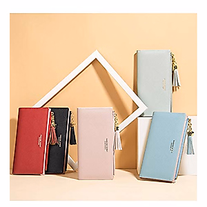 Yafanqi Wallet for Women Leather Purse Credit Card Organizer Girls Cute Zipper Large Long Coin Wallets (C-Black)