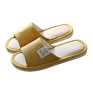 Aniywn Womens Mens Soft Indoor Slippers Open Toe Linen Memory Foam Slip on Home Shoes House Slippers Open Toe Home Shoes