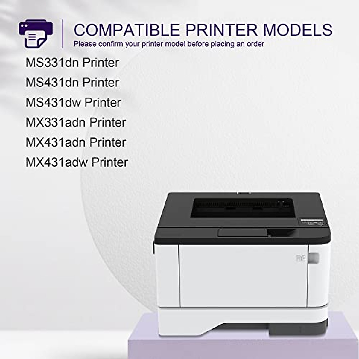 2 Pack MS331 55B1000 Remanufactured Compatible Toner Cartridge Replacement for Lexmark MS431dw MS331dn MS431dn MX331adn MX431adn MX431adw Printer Ink, Black