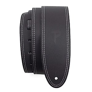 Perri's Leather Ltd. - Double Stitched Leather Strap - Adjustable Strap from 41" to 56" for Electric, Acoustic, Bass Guitars - for Kids & Adults - Black (BDS-175)