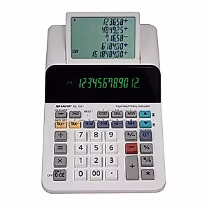 Sharp El-1501 Compact Cordless Paperless Large 12-Digit Display Desktop Printing Calculator That Utilizes Printing Calculator Logic