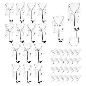Ainiv Small Wire Toggle Hooks, 16 Clear Wall Hooks with 24 Adhesive Strips, Damage-Free Utility Hooks, No Tools Hanging Hooks Heavy Duty for Home Kitchen Office School Dorm Organizers