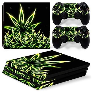 PS4 Pro Skin for Playstation 4 Pro Console and Controllers, PS4 Pro Whole Body Vinyl Skin Sticker Decal Cover - Weeds