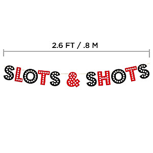 Casino Themed Glitter Banner – Las Vegas Birthday and Bachelorette Party Decorations – Poker Party Garland, Favors and Supplies