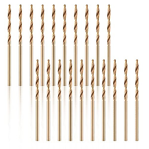 Qjaiune 5/64 Inch Cobalt Drill Bit Set, 20pcs M35 HSS Twist Drill Bit Set Titanium Coated Drill Bits, 135 Degree Split Point Jobber Drill Bits for Metal Hardened Steel Aluminum Cast Iron Wood Plastic
