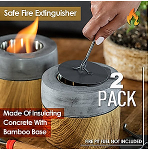 2 Pack Gardenix Decor Concrete Tabletop Fire Pits Round Wood Design; Burns Ethanol and Multiple Fuels; 2 Extending Marshmallow Roasting Stick Forks; Table Top Fire Pit Bowl / Mini Tabletop Fireplace