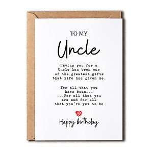 To My Uncle - Uncle Birthday Card - Uncle Is The Greatest Gifts In My Life - Birthday Card For Uncle - Gift For Uncle Card- Christmas Gifts For Uncle