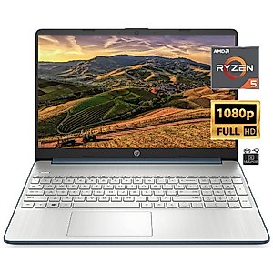 2022 Flagship HP 15.6'' FHD IPS Micro-Edge Laptop, AMD 6-Core Ryzen 5 5500U (Upto 4.0GHz, Beat i7-10710U), 8GB RAM, 256GB PCIe SSD,Radeon Graphics,Wi-Fi, Webcam, Fast Charge, Windows 11 w/Cables