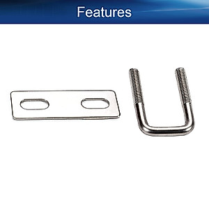 Bettomshin 4Pcs U-Bolts 304SS, 0.79inch(20mm) Width x 0.94inch(24mm) Thread Length Square U Bolts M6 w Washers and Nuts for Replacement Parts Accessories Ski Boat Fishing Boat Sailboat Trailer