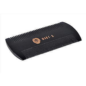 Premium 100% Oxhorn Dual-Action Beard Comb with Genuine Leather Case – the Perfect Beard Grooming Gift for Men by Man & Mane.