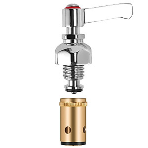 KANONEY Hot Spindle Assembly for 002714-40 Eterna Valve Replacement Red Side Handle Stem Assembly Fit for T&S Brass All Commercial Faucet