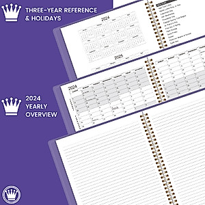 2024 Monthly Planner - Jan. 2024 - Dec. 2024, 12 Months Calendar/Planner 2024 with Faux Leather, 8.86" x 11.4", 15 Notes Pages, Strong Twin - Wire Binding, Pocket, Monthly Tabs, Perfect Organizer