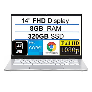 ASUS Newest 14" FHD Chromebook Laptop, Intel Core m3-8100Y(up to 3.4 GHz), 320GB Space(64GB eMMC+256GB Card), 8GB RAM, Webcam, WiFi, USB, Bluetooth, Backlit Keyboard, Chrome OS, Silver+JVQ MP