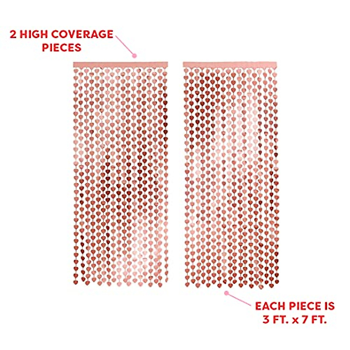 xo, Fetti Valentine's Day Heart Foil Curtain, Bachelorette Party Decorations - Set of 2 | Rose Gold Bridal Shower Birthday Gift Backdrop, Bridesmaid Favors, 21st, Vday