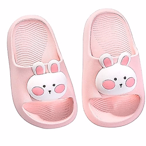 Drecage Bunny Toddler Slides Slipper Unisex Child Boys & Girls Slide Sandals for Kids Flip Flops Compfy Shower Slippers Beach Garden Shoes, Pink Bunny Toddler 9.5-10