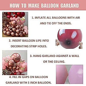 Oynearo Double Stuffed Burgundy and Pink Balloon Garland Arch Kit 150pcs Metallic Rose Gold Balloons Confetti Balloon for Baby Shower Birthday Bridal Engagement Anniversary Party Decoration