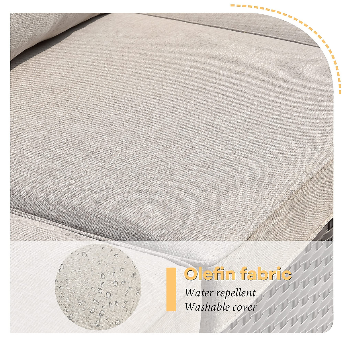 HOOOWOOO Patio Outdoor Furniture Sectional Couch Set,8 Piece Wicker Weather Resistant Conversation Set,Modern Corner Modular L Shaped Sofa Set with Table Swivel Chairs for Yard(Beige Tan)