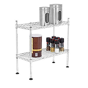 Internet's Best 2-Tier Mini Wire Utility Shelving - Chrome - Small Shelf - Adjustable Rack Unit - Kitchen Bathroom Pantry Laundry Storage - Under The Sink Organization - Organize Your Cabinets