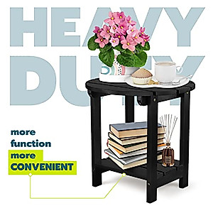 MATTIN 2 Tier- Square Outdoor Side Table, Patio Side Table - Acacia Wood, Weather Resistant, Poly Black - Perfect for Pool Deck, Beach, Garden, Porch (Black-1Pack)