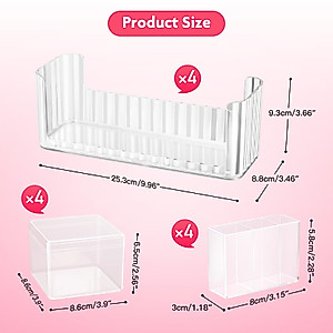 4-Tier Medicine Cabinet Shelves Organizer, Stackable Makeup Organizer Tray, Transparent Cosmetic Display Case with Lip Gloss Holders & Cotton Swab Pad Boxes, for Bathroom Cabinet Wall, Counter, Vanity
