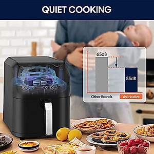 Air Fryer 5.3 QT, 8-in-1 Compact Hot Air Fryers, Electric Oilless Small Airfryer with Digital LCD Touch Screen, Non-Stick Basket, Recipe Book and Disposable Paper Liners, Gift for Mom Women Wife