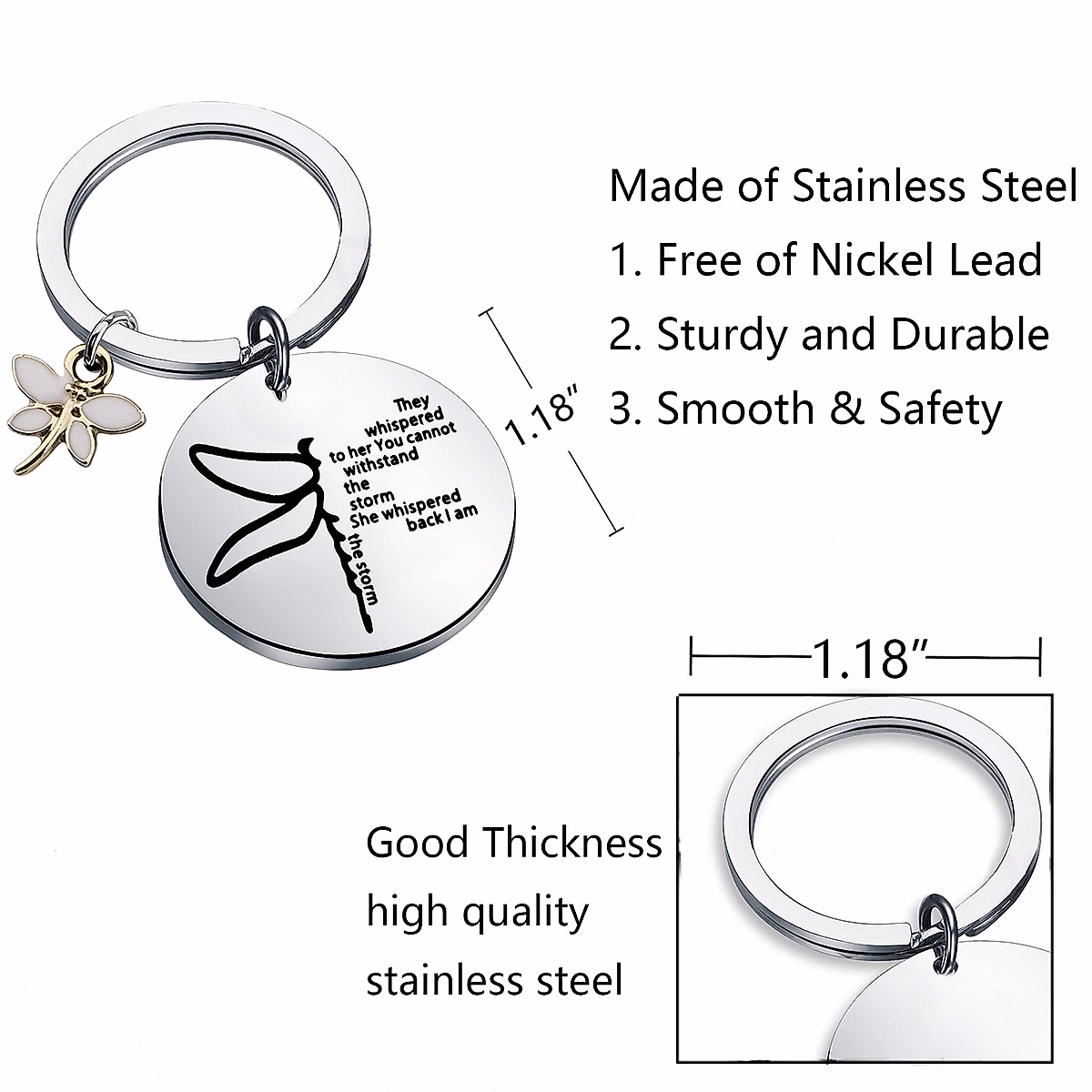 BNQL Inspirational Dragonfly Gifts Dragonfly Lover Gifts They Whispered to Her You Cannot Withstand the Storm She Whispered Back I am the Storm (SILVER)