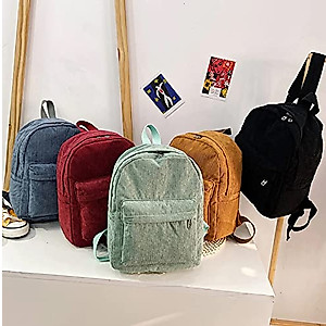 Forever Haru Women Casual Corduroy Backpack Soft Kids School Bag Travel College Backpacks Female Girls Kawaii Backpack Handbags Mini Bags (Green)