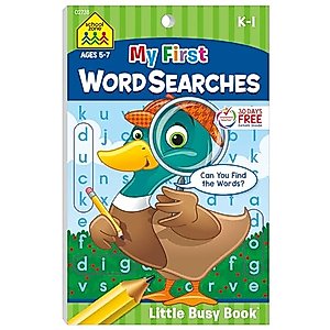 School Zone - My First Word Searches Workbook - Ages 5 to 7, Kindergarten to 1st Grade, Activity Pad, Search & Find, Word Puzzles, and More (School Zone Little Busy Book™ Series)