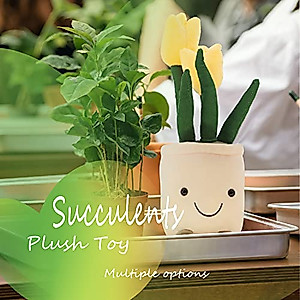 RELIGES Succulents Plush Toy, Cute Stuffed Potted Plants Plush Doll, Gifts Toy for Kids Boys (Tulip - Yellow)