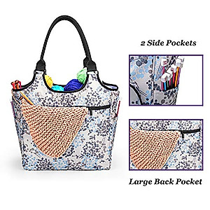 YARWO Knitting Tote Bag, Yarn Storage Organizer for Yarn Skeins, Knitting Needles, Crochet Hooks and Knitting Projects, Dandelion (Patent Pending)