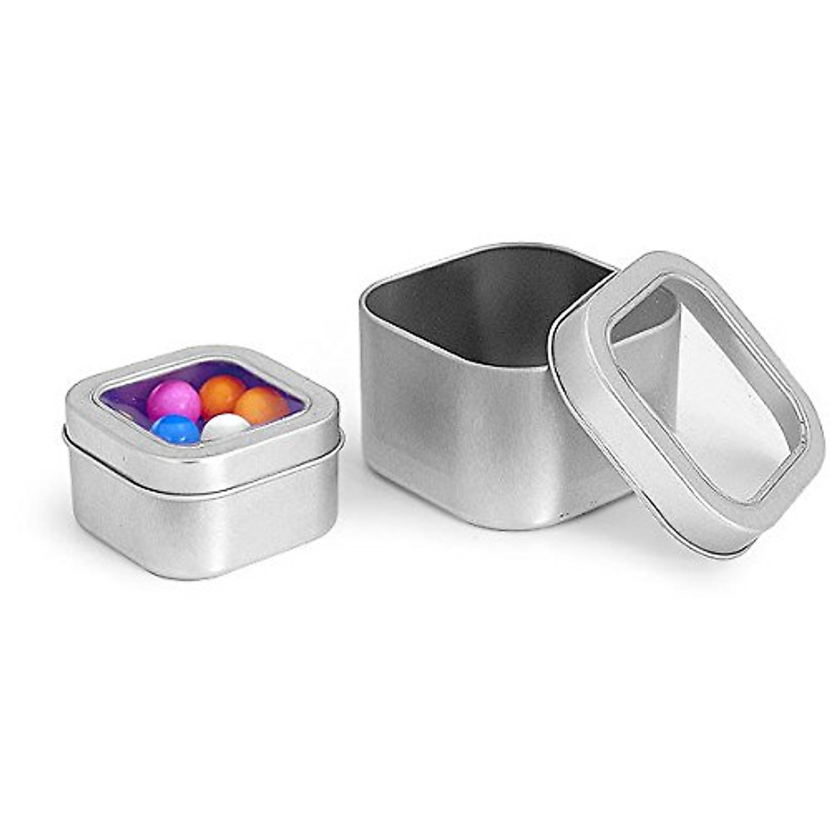 Nakpunar 6 pcs Clear Top Square Tins - 8 oz