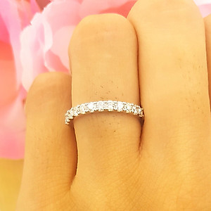 Dazzlingrock Collection 0.50 Carat (ctw) 10K Round Diamond Wedding Anniversary Stackable Band 1/2 CT, White Gold, Size 6.5