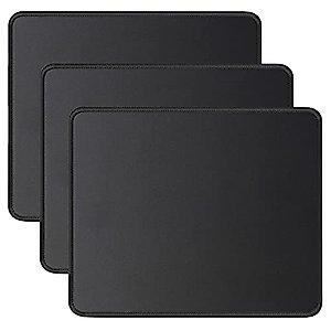 JIKIOU 3 Pack Mouse Pad with Stitched Edge, Comfortable Mouse Pads with Non-Slip Rubber Base, Washable Mousepads Bulk with Lycra Cloth, Mouse Pads for Computers Laptop Mouse 10.2x8.3x0.12inch Black