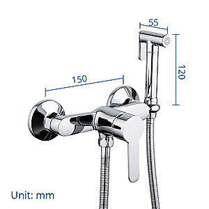 Handheld Bidet Sprayer for Toilet, Chrome Wall Mounted Bathroom Cloth Diaper Sprayer Set Cold and Hot Water Brass Toilet Bidet Sprayer Kit for Personal Hygiene