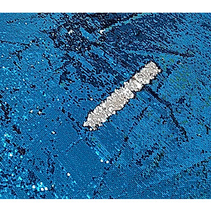 Sensory Wall Sequin Flip Fabric for Kids,2Yard Large Sequins Sensory Graffiti Fabric for Toddlers,Tactile Stimulation,Reversible Glitter Fabric (2 yd, Lake Blue + Silver)