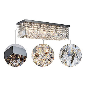 Saint Mossi 22010 5-Lights Modern K9 Crystal Chandelier, Island Design, Flush Mount Ceiling Light, H9 x W10 x L31, Clear Crystal & Pearl Black Finish