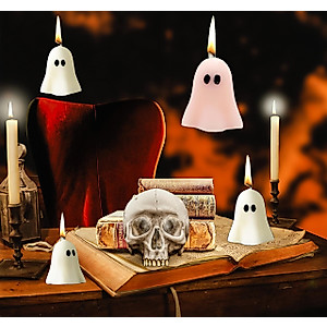 4 PCS Cute Ghost Candles, Scented Halloween Decoration Candles, Novelty Votive Ghost Candle, Votive Candles for Fall Decor Thanksgiving Home Halloween Party Bedroom Room Table Decorations