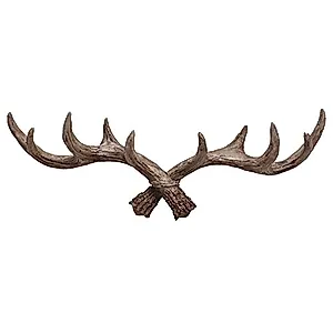 Mural Art Vintage Deer Antlers Wall Hooks for Hanging Clothes Hat Scarf Key Christmas Reindeer Deer Horns Resin Hanger Rack Wall Decoration (Dark Brown)