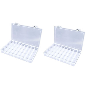 2PCS Feadily 36 Grids Plastic Large Organizer Box, Paint Storage, Nail Organizer Box, for Nail Accessories, Sewing Arts, Beads, Acrylic and Oil Paint Storage, 14.9" x 9.2" x 1.9" (Clear)