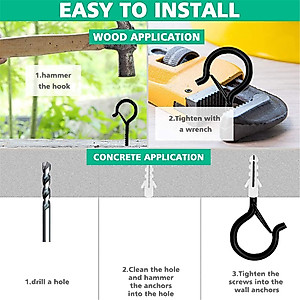 Wasnton 10 Pcs Q-Hanger Screw Hooks with Safety Buckle Design，Wall Mount 2.2 Inch Ceiling Hooks for Hanging Plants Outdoor Wire Fairy Hanger Lights and ​Party