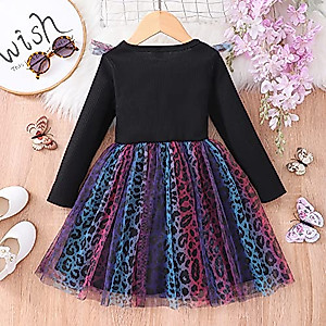 DaMohony Baby Girls Tutu Dress Leopard Print Long Sleeve Flower Party Party Tulle Dresses Winter Fall Dress Outfits 18-24M