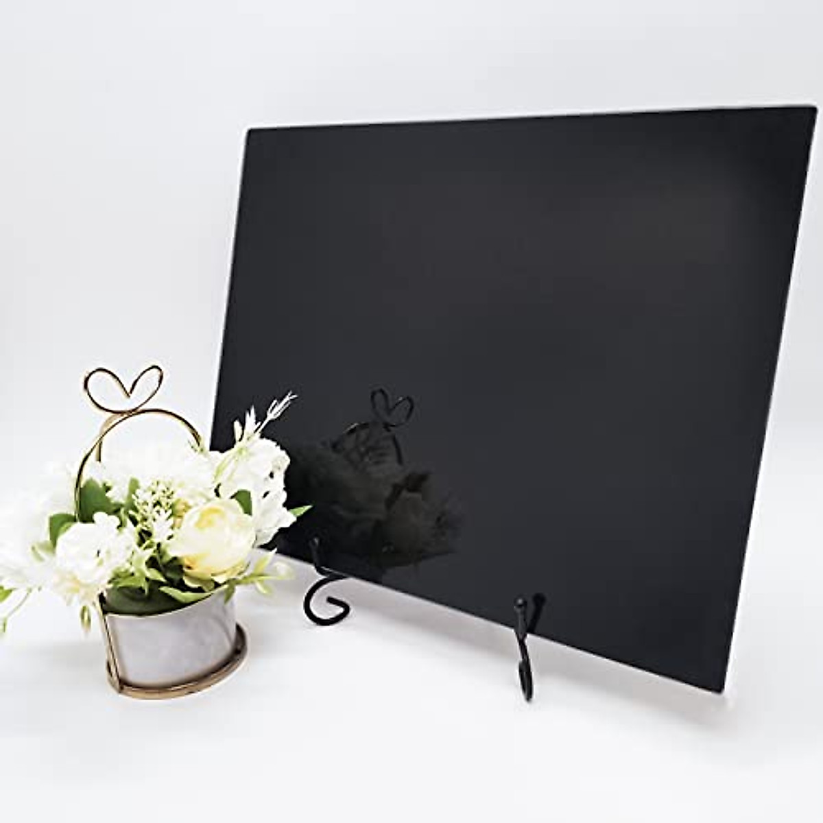 VASUHOME Glass Cutting Board, 16*12 inch Set of 1 Tempered Glass Cutting Board, Decorative Square Marble Chopping Board for Kitchen, Scratch, Heat, Shatter Resistant Cutting Mat, Silk Screen Black