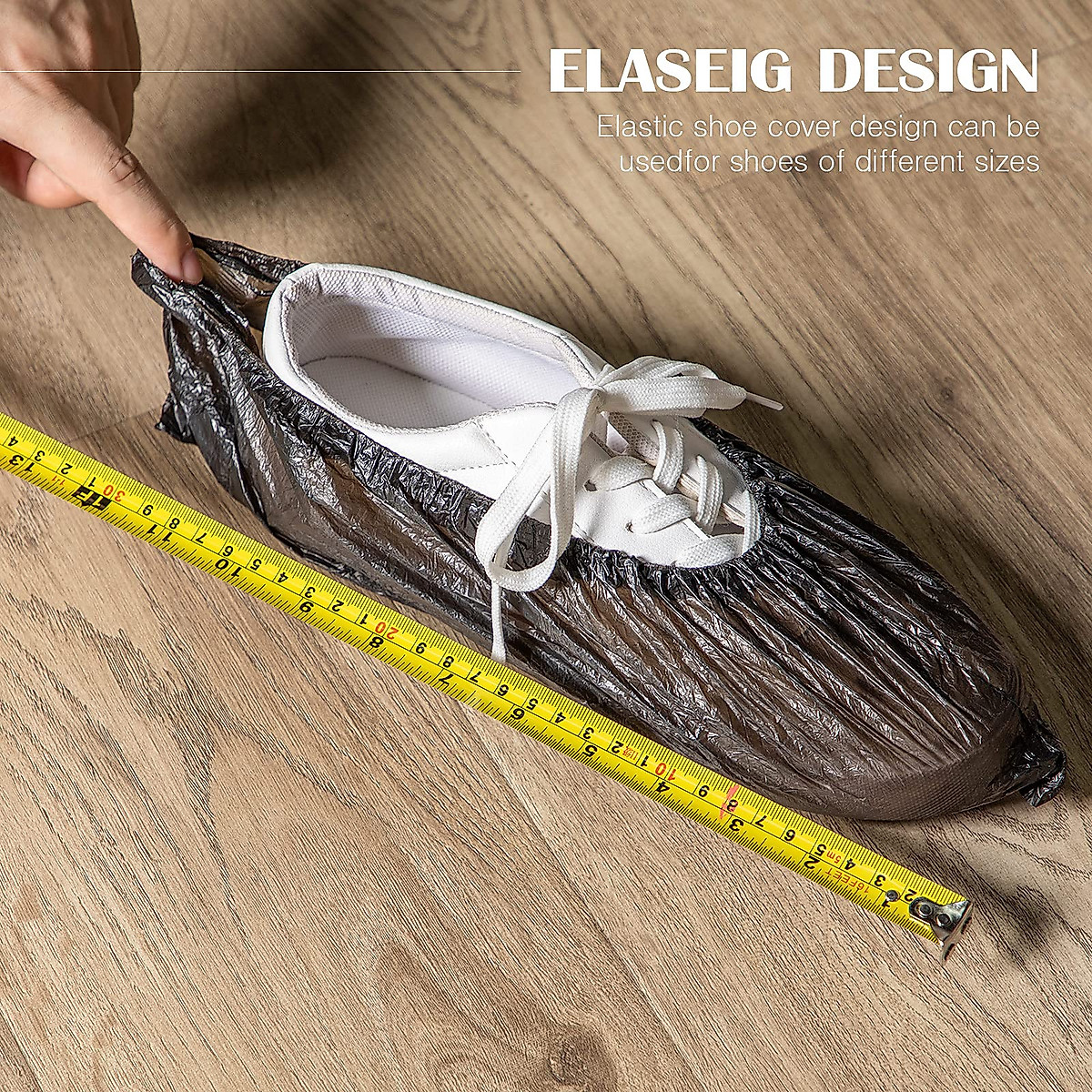 SATINIOR 400 Pieces (200 Pairs) Disposable Boot and Shoe Covers for Floor, Carpet, Shoe Protectors, Durable Non-Slip (Black)