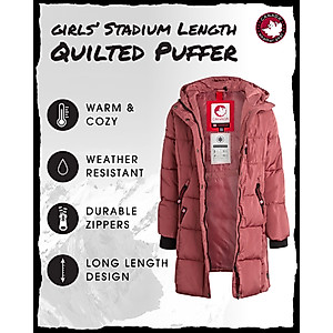 CANADA WEATHER GEAR Girls’ Winter Coat – Stadium Length Quilted Puffer Parka Jacket (4-16), Size 7-8, Wild Ginger