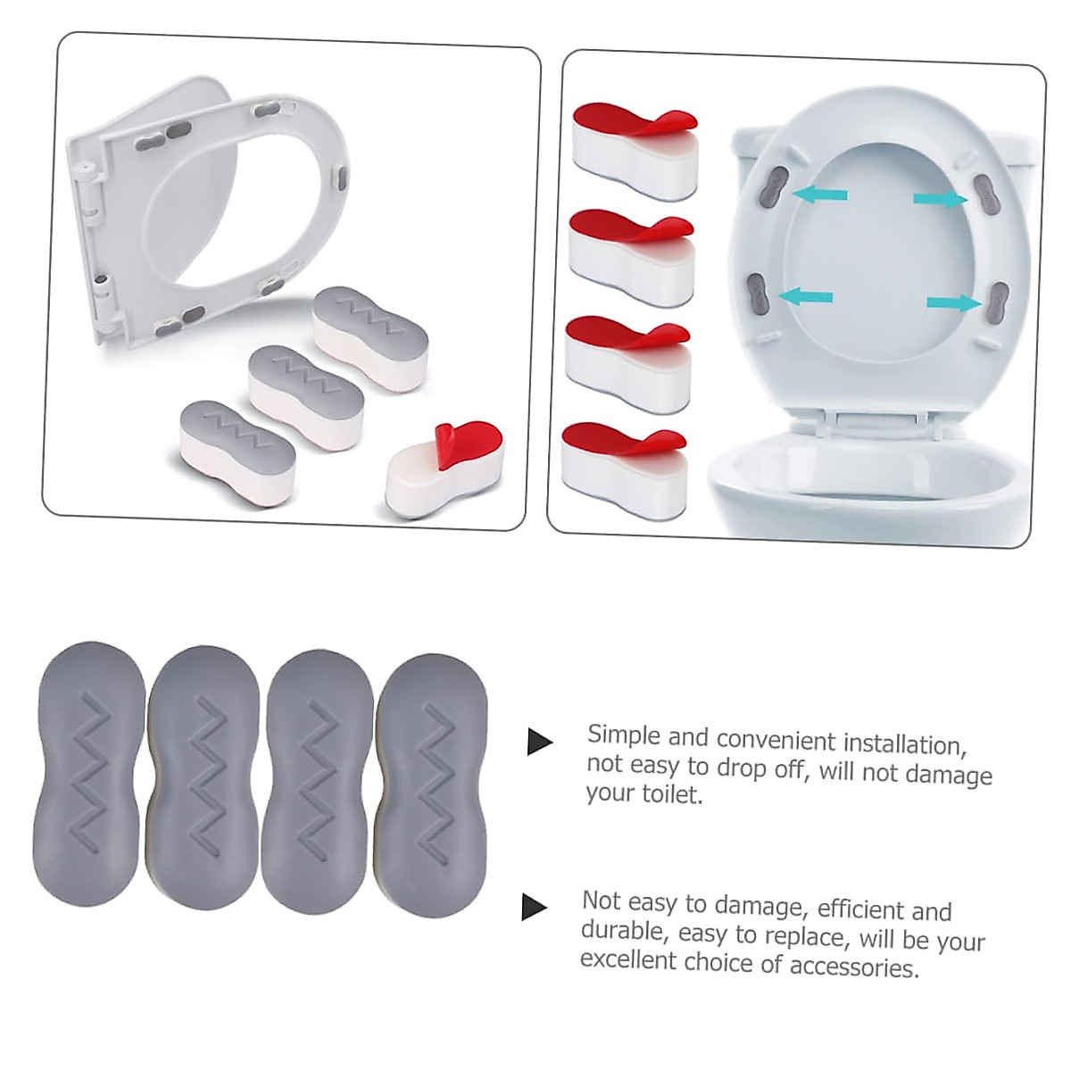 Outanaya 4pcs Toilet Cushioning Pads Toilet Seat Risers Toilet Stool Toilet Kit Replacement Seat Bumper Toilet Seat Pads Toilet Lid Gaskets Toilet Lid Lifter Home Toilet Gaskets Bidet